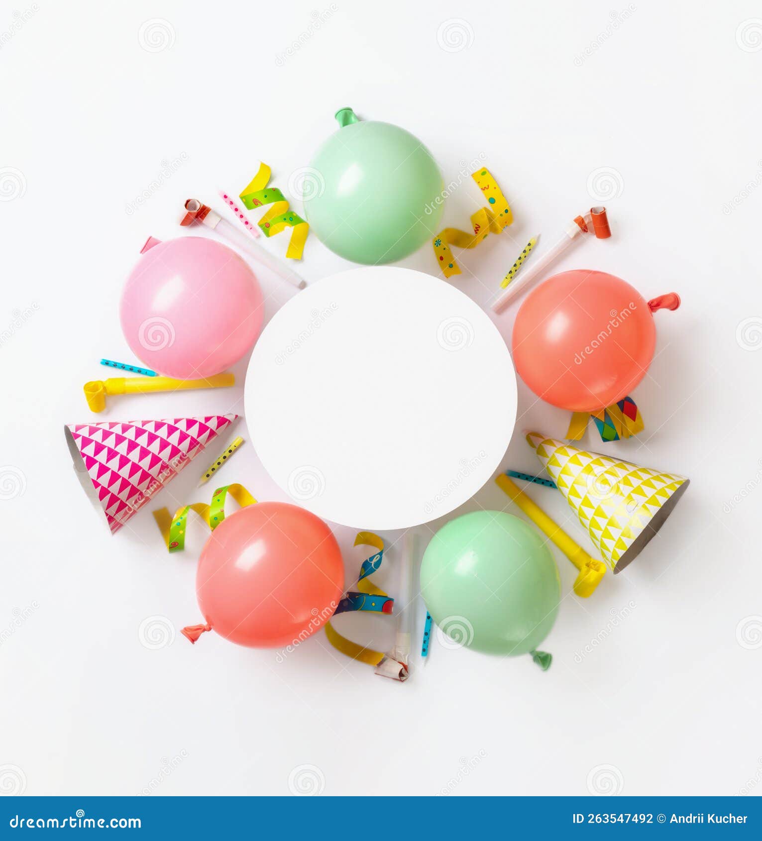 Frame of Balloons and Various Party Decorations. Abstract Party ...