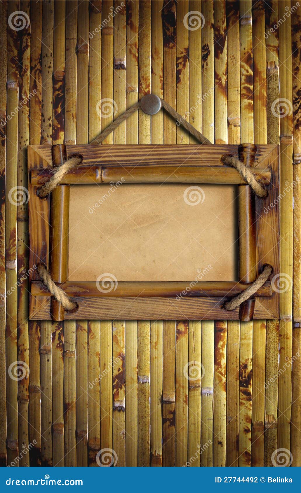 Frame on the bamboo wall stock photo. Image of grunge - 27744492