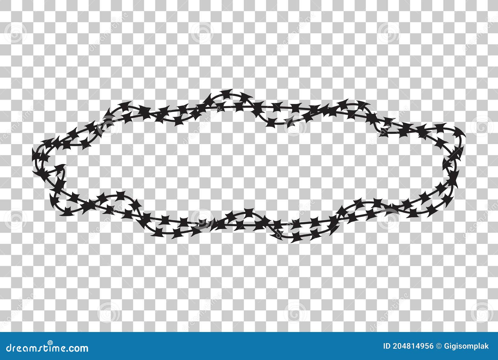 Vector Frame Silhouette Barbed Wire, Oval Shape at Transparent Effect ...