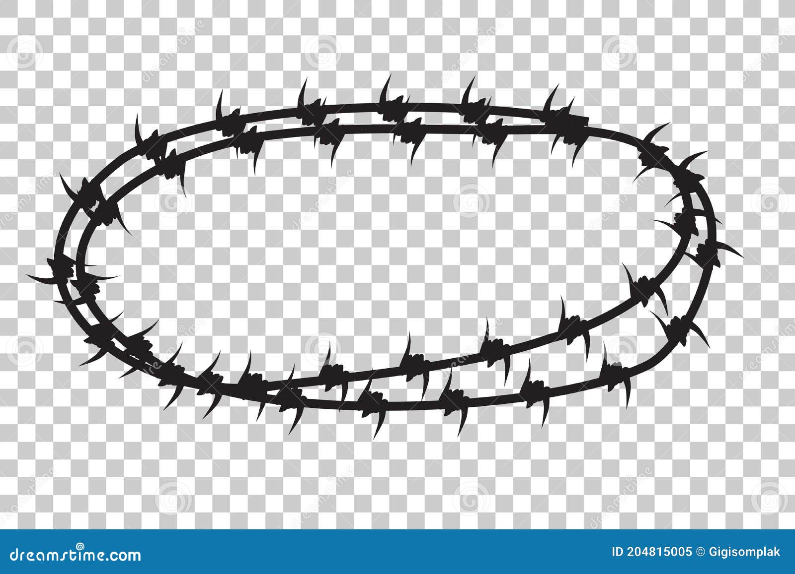 Vector Frame Silhouette Barbed Wire, Oval Shape at Transparent Effect ...