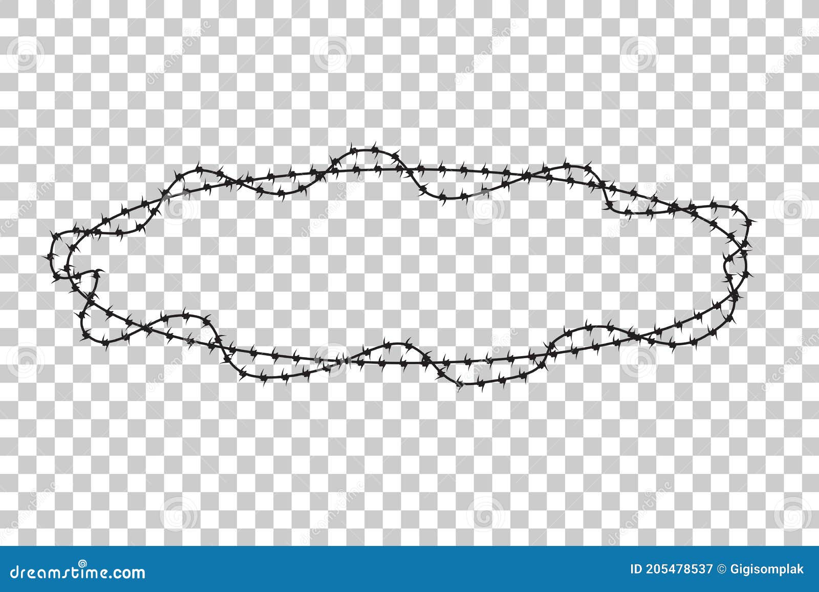 Vector Frame Silhouette Barbed Wire, Oval Shape at Transparent Effect ...