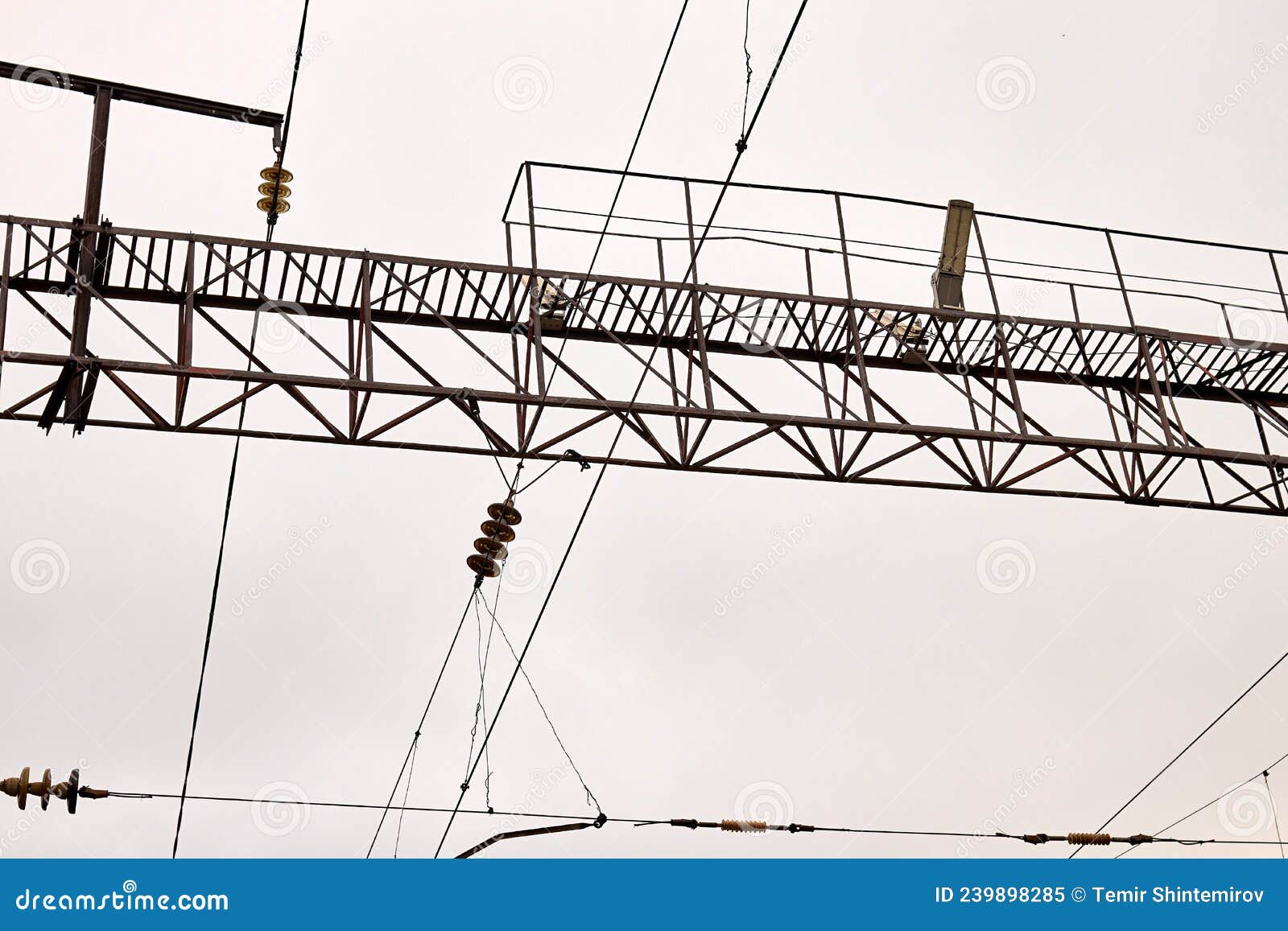 Frame Beam and Wires for Electric Trains Stock Image - Image of path ...