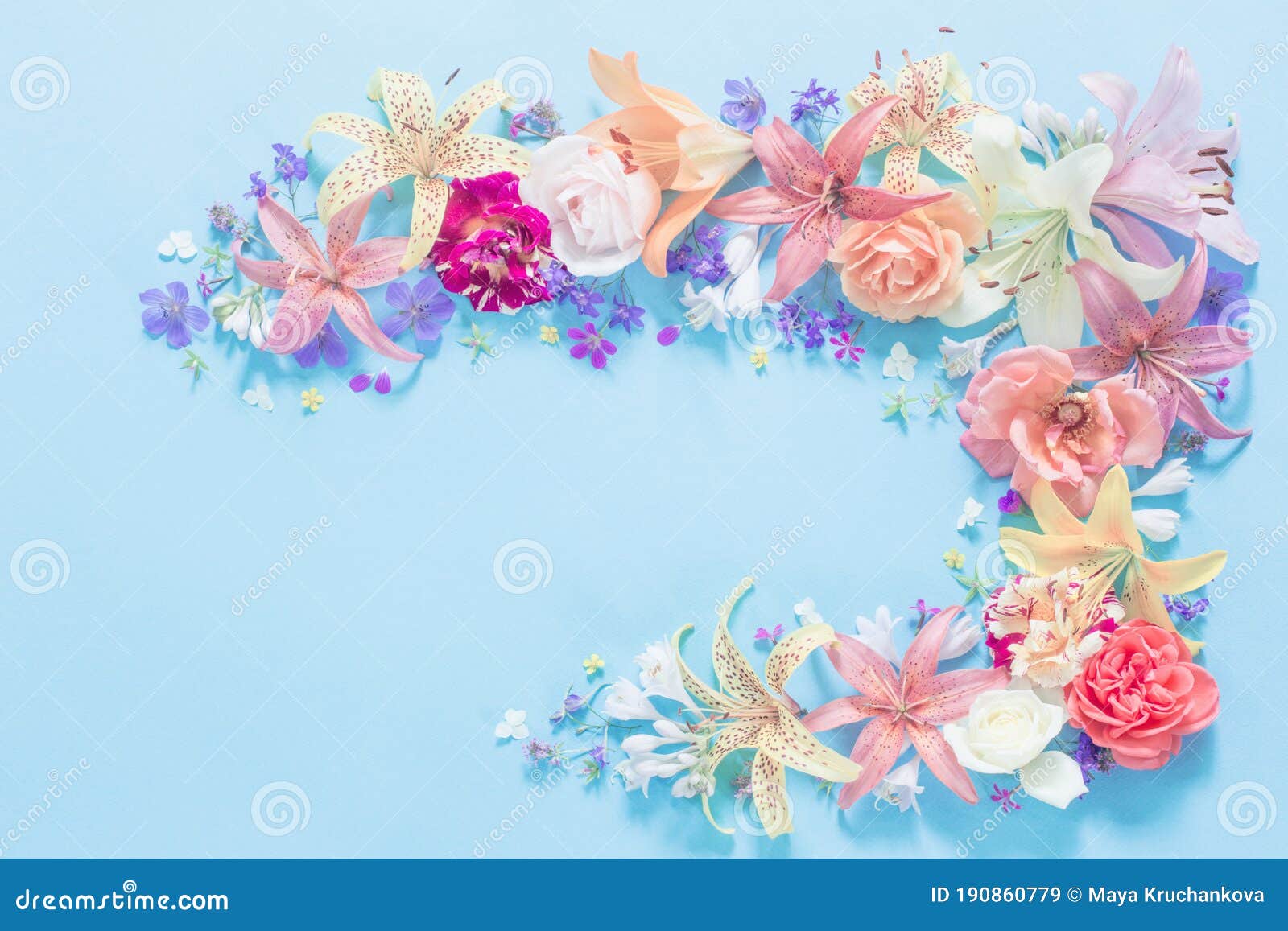 Beautiful Garden Flowers on Paper Background Stock Image - Image of ...