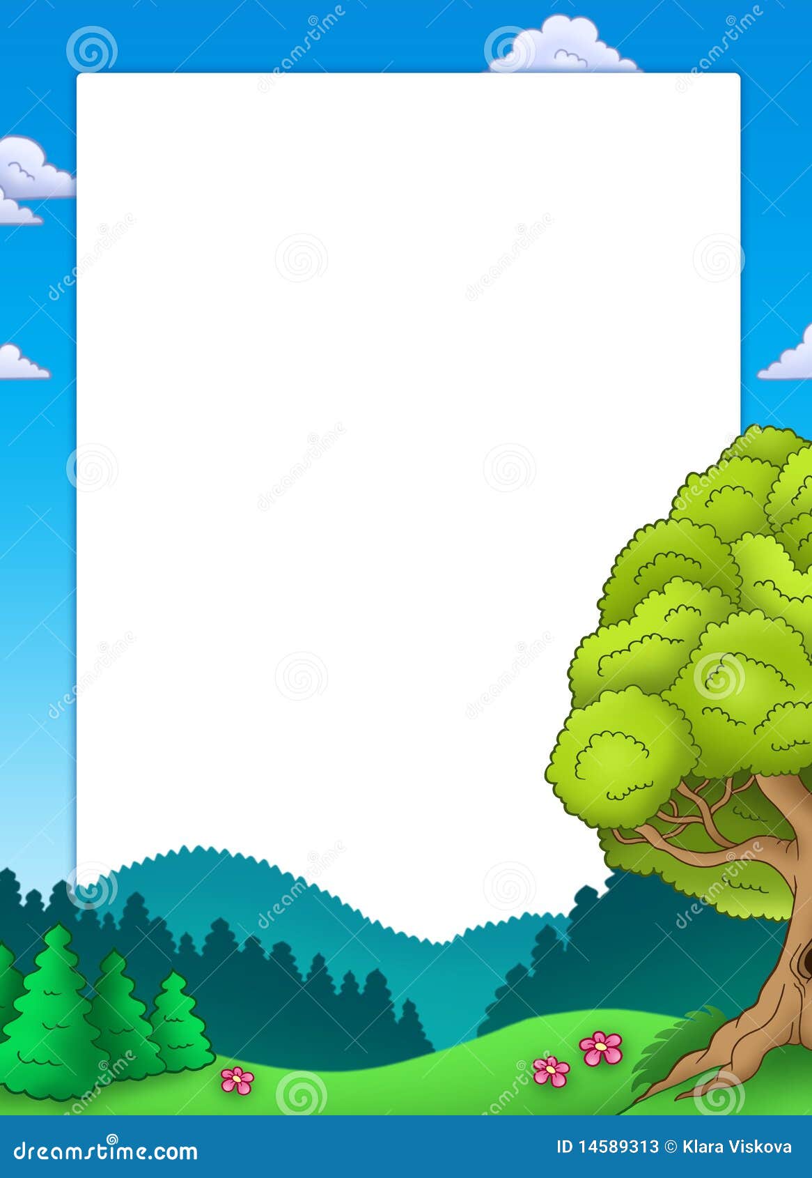 Frame with Beautiful Landscape Stock Illustration - Illustration of ...