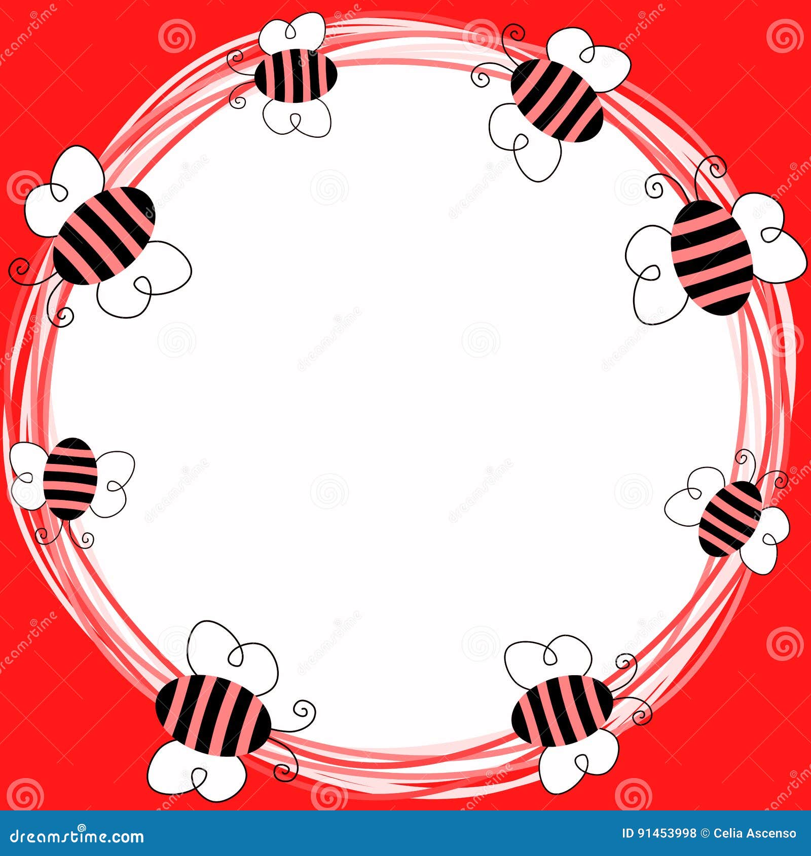 Frame Bees Valentines Day Card Stock Illustration - Illustration of ...