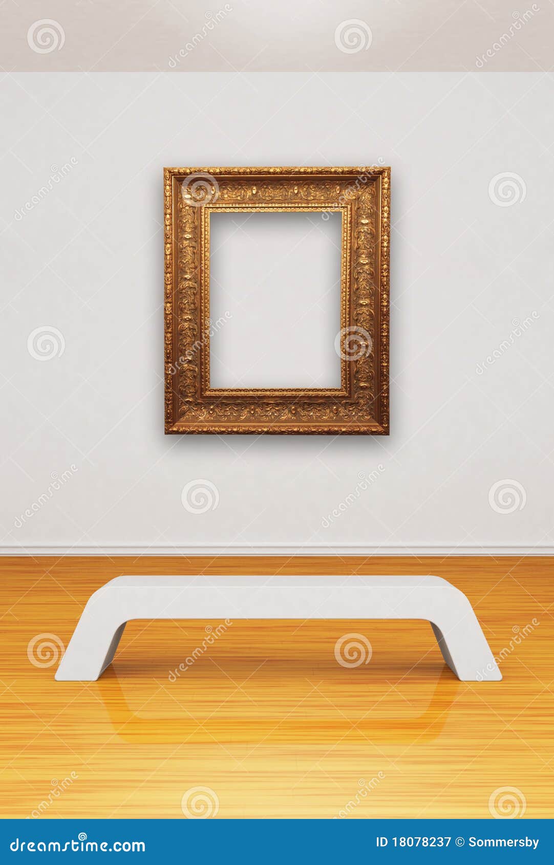 Frame with Bench in Gallery Stock Illustration - Illustration of ...