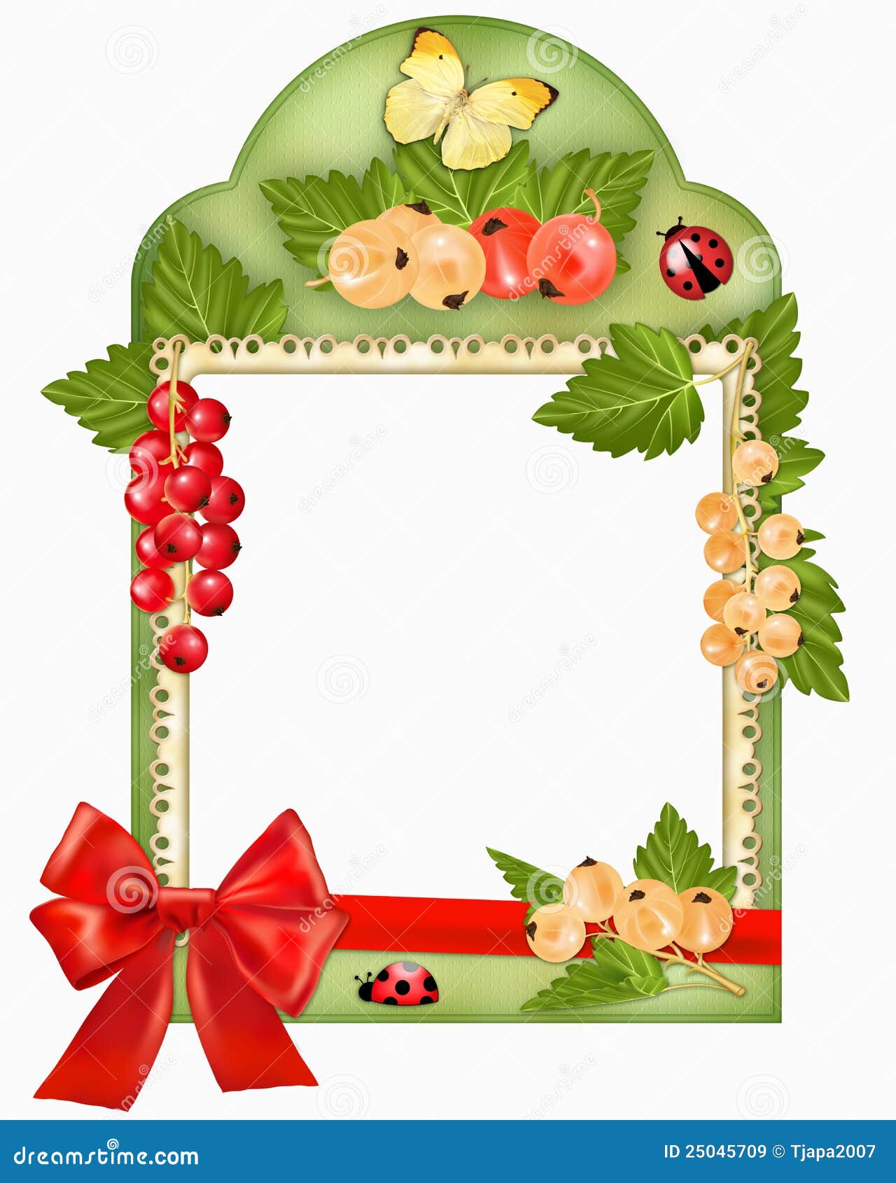 Frame with berries and bow stock illustration. Illustration of berries ...