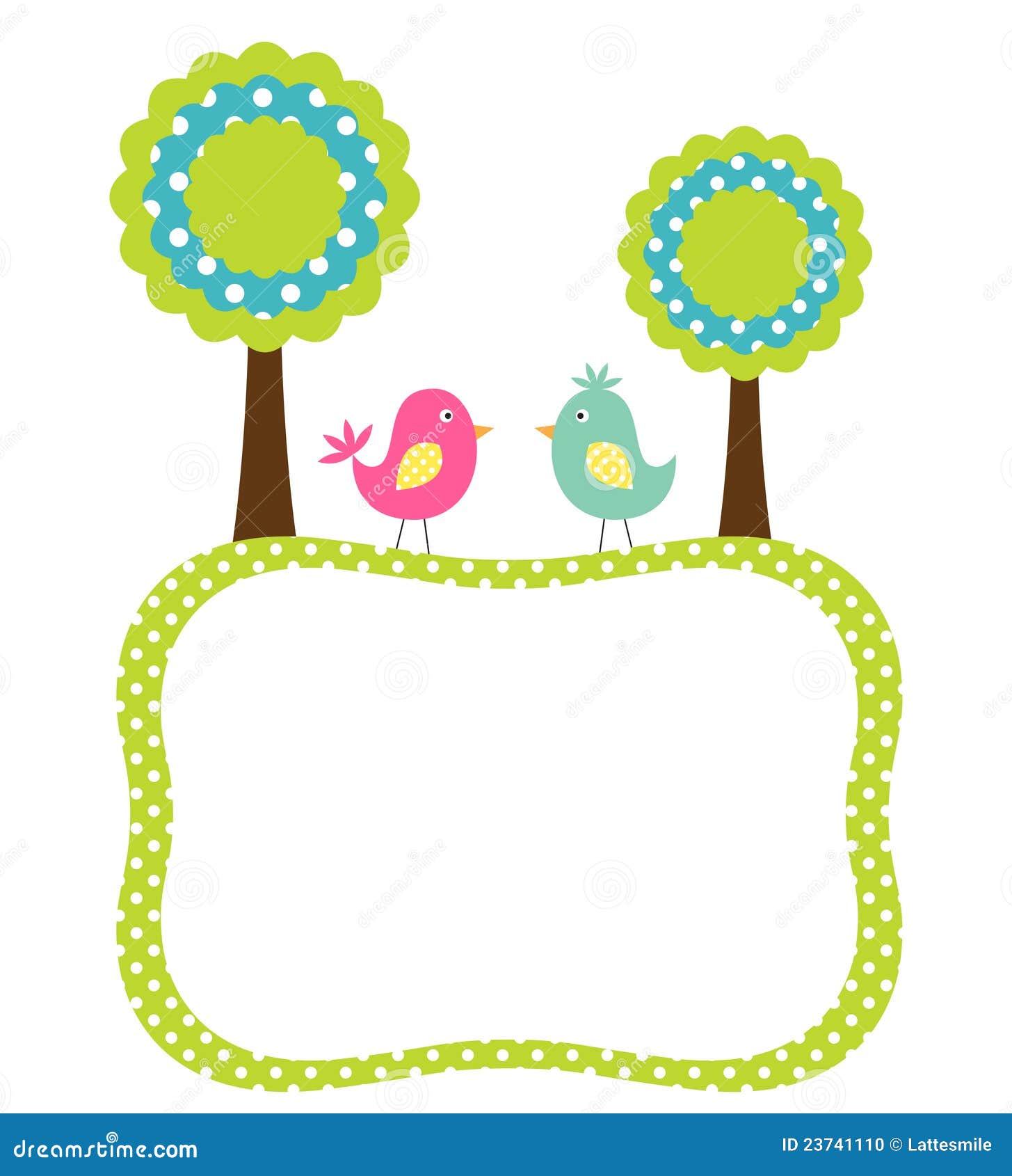 Frame with birds and trees stock vector. Illustration of scrapbooking ...
