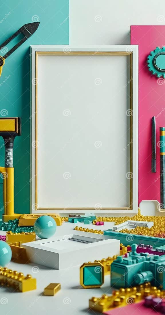 Frame with Blank Paper on Table Tools Stock Illustration - Illustration ...