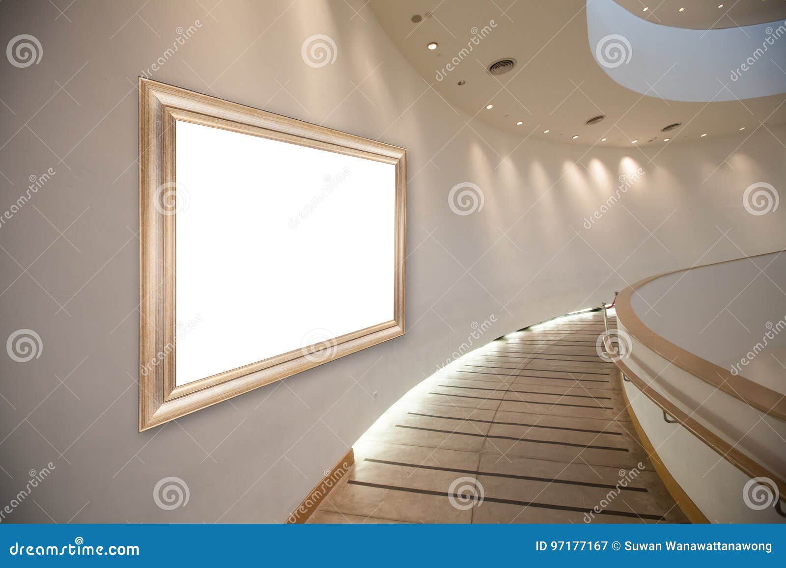 Frame Blank on Wall in Gallery Hall. Stock Image - Image of geometry ...