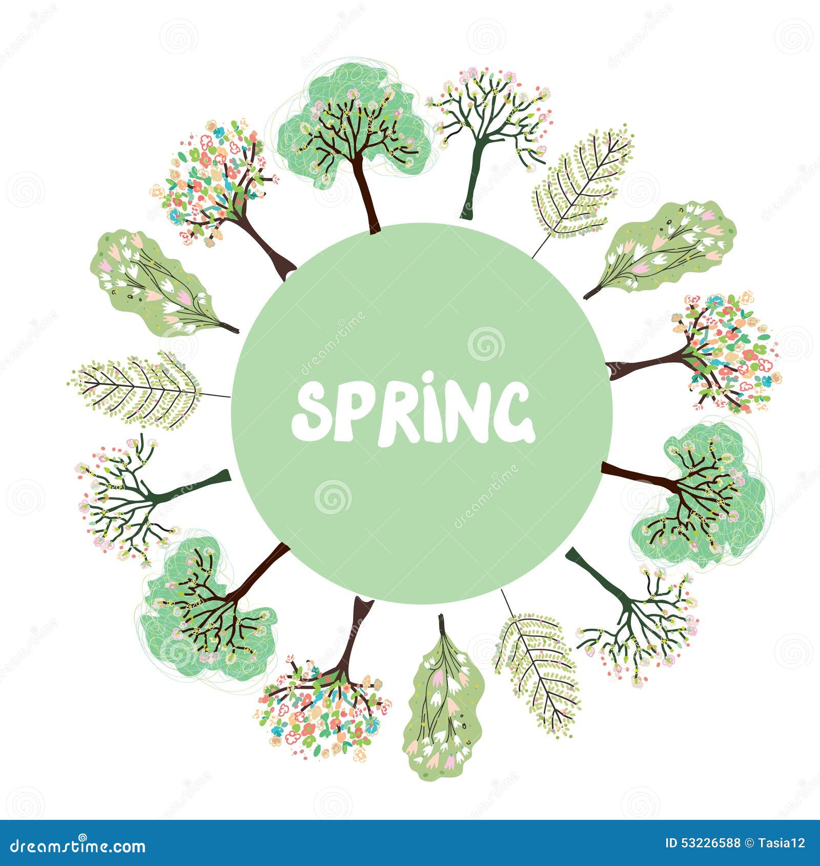 Frame with Blossom Trees - Card for Spring Stock Vector - Illustration ...