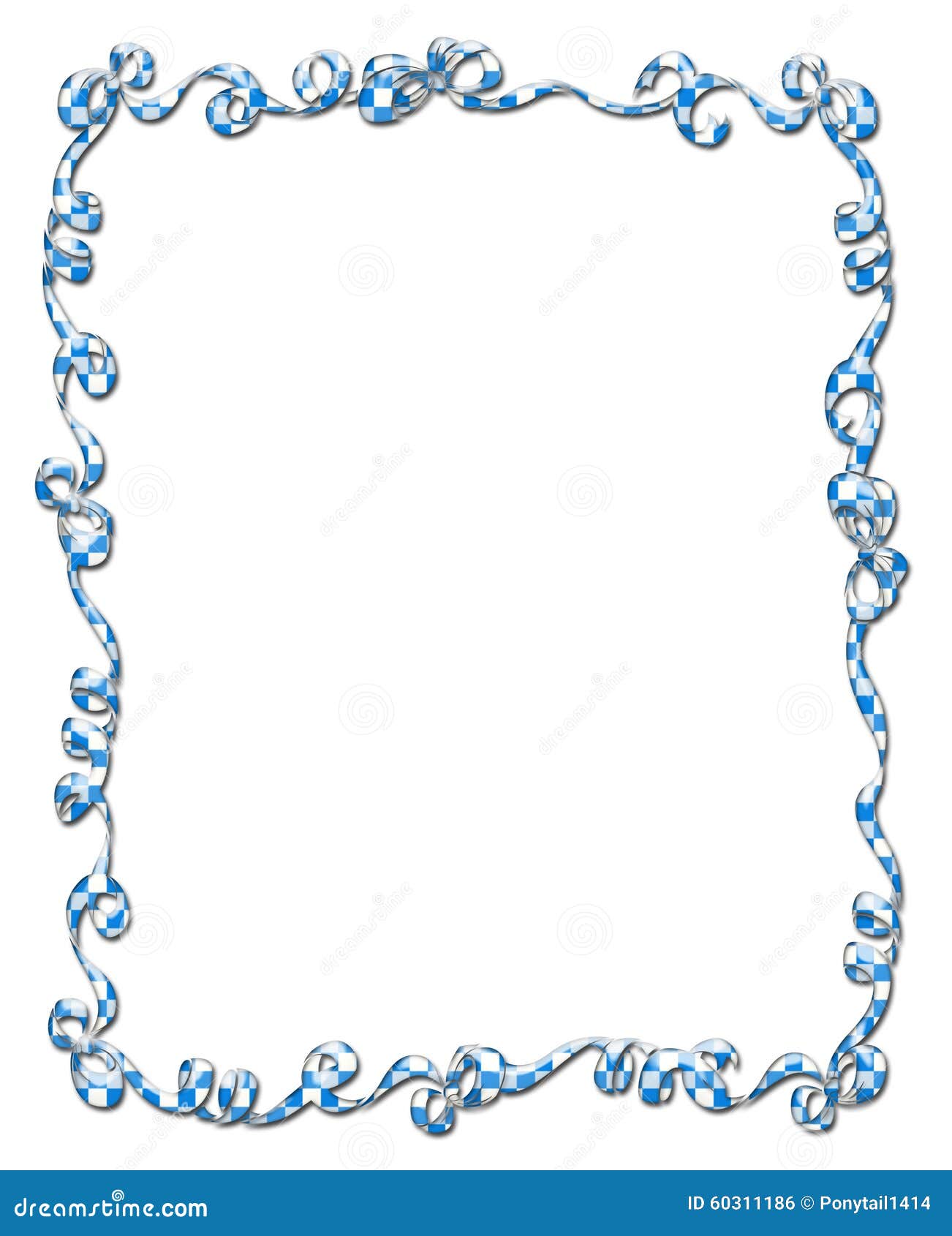 Frame of Blue Checked Ribbons and Bows Stock Illustration ...
