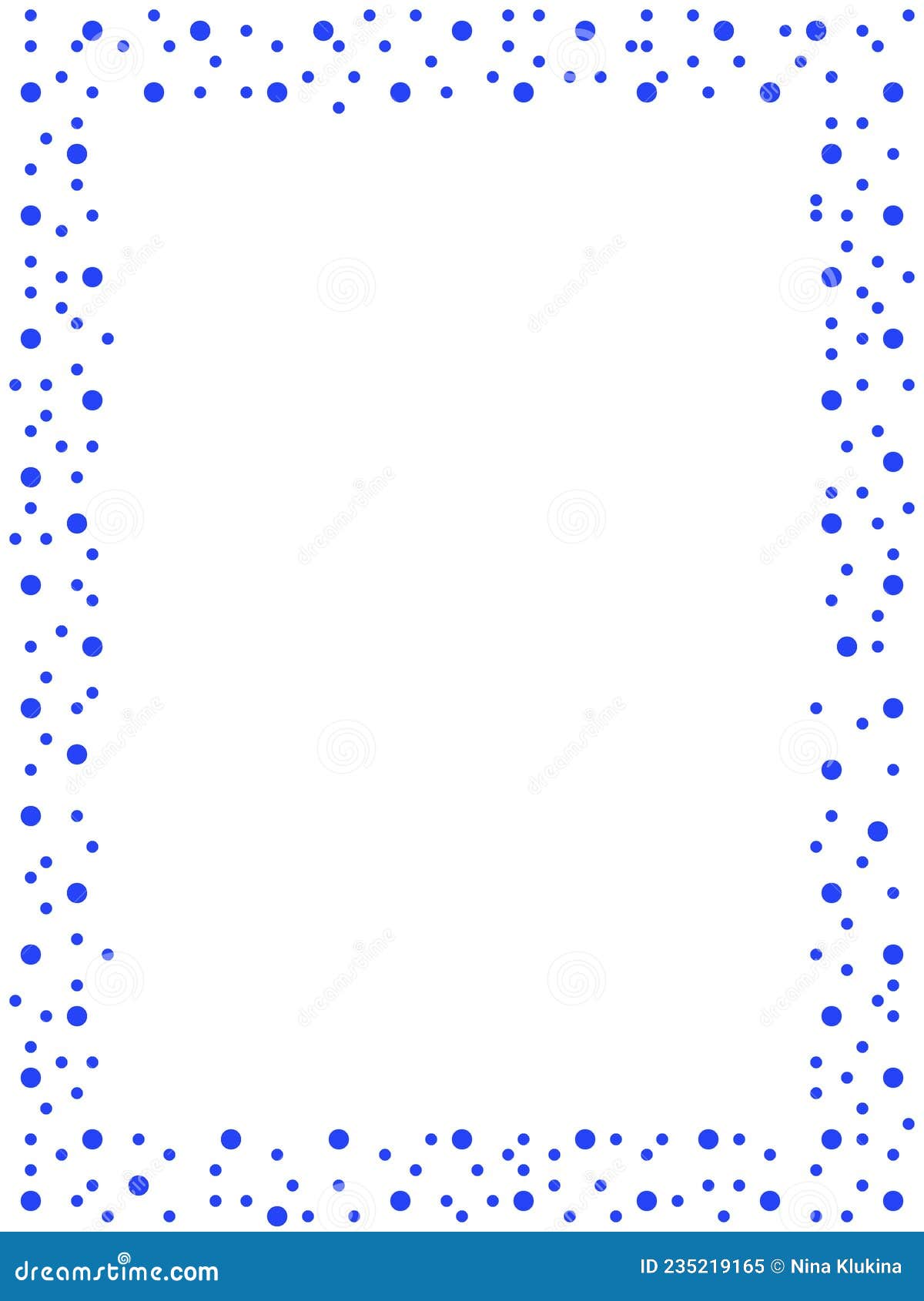 Frame with Blue Polka Dots on a White Background Stock Illustration ...