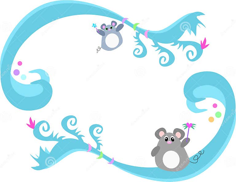 Frame of Blue Swirls, Mice, and Bubbles Stock Vector - Illustration of ...
