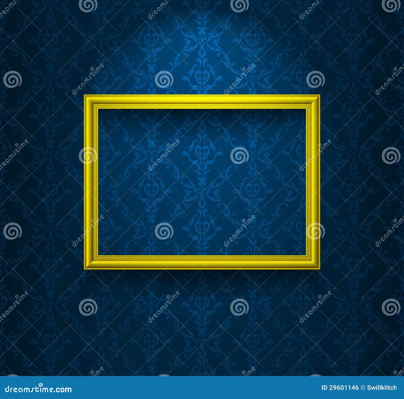 Frame on the blue wall stock vector. Illustration of place - 29601146