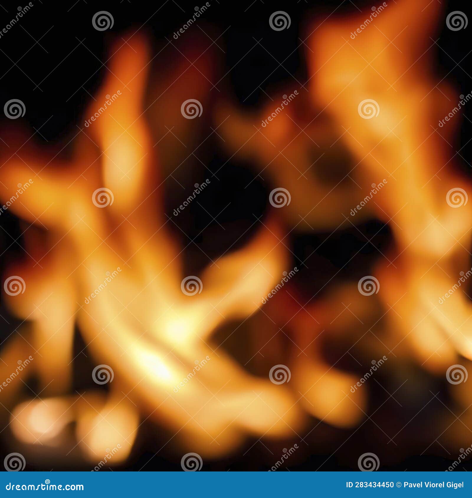 Frame of Blurred Bright Burning Hot Fire Flames Against Black ...