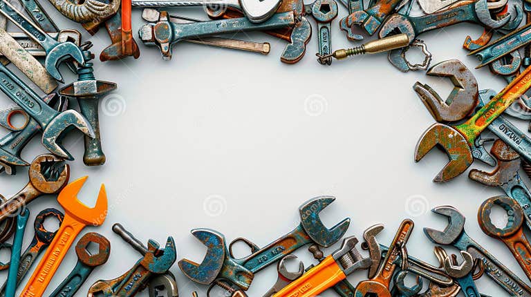 Frame Border Background with Assorted Tools for Labor Day Concept ...