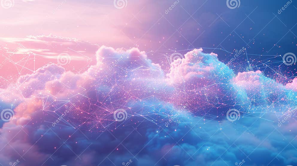 Frame Border Background of Cloud Computing Concept with Digital Network Connections and Abstract ...