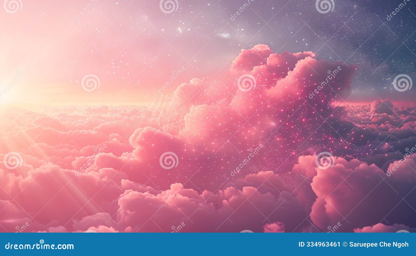 Frame Border Background of Cloud Computing Concept with Pink and Purple ...