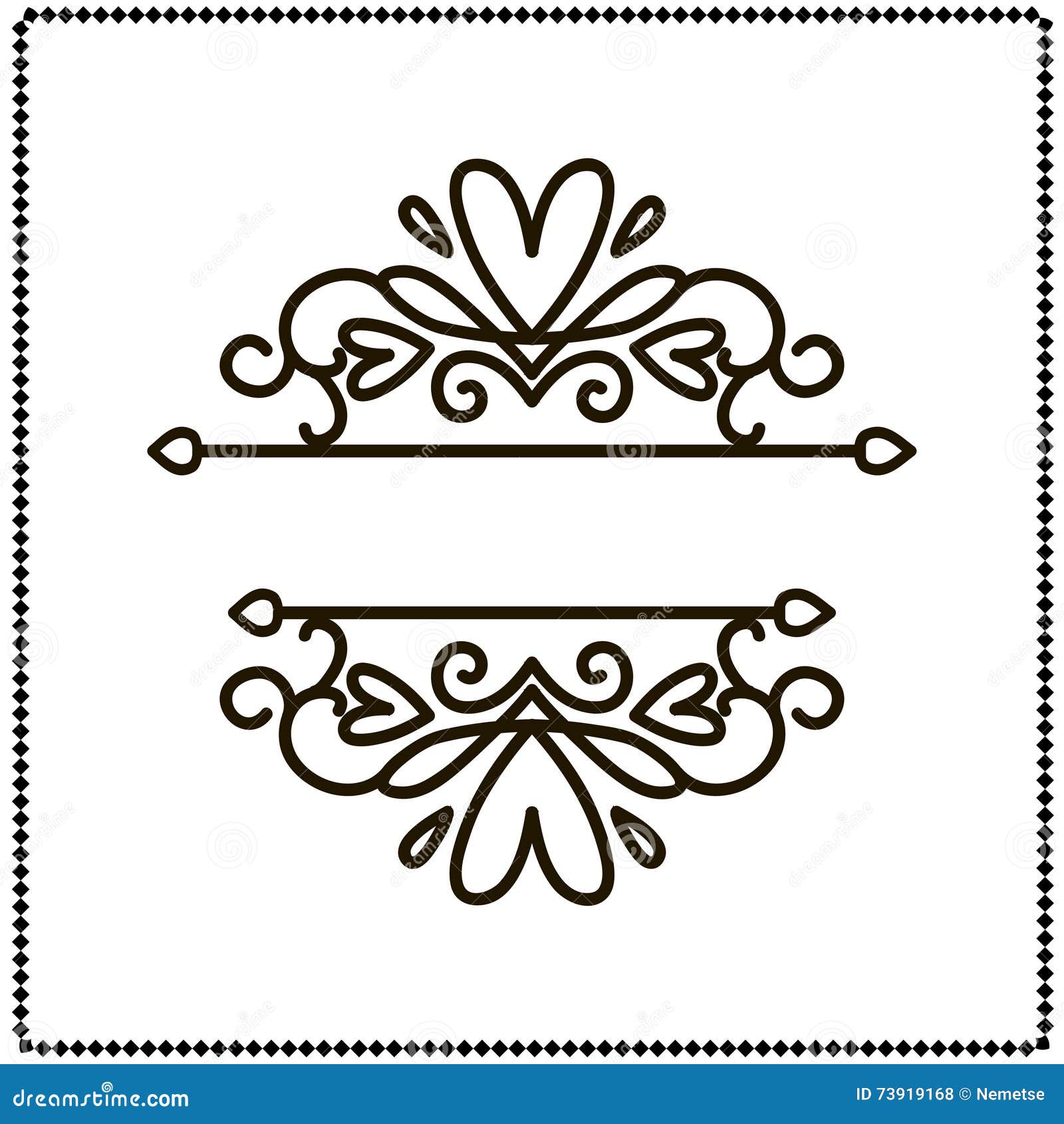 Frame Border with Black Curls on a White Stock Vector - Illustration of ...