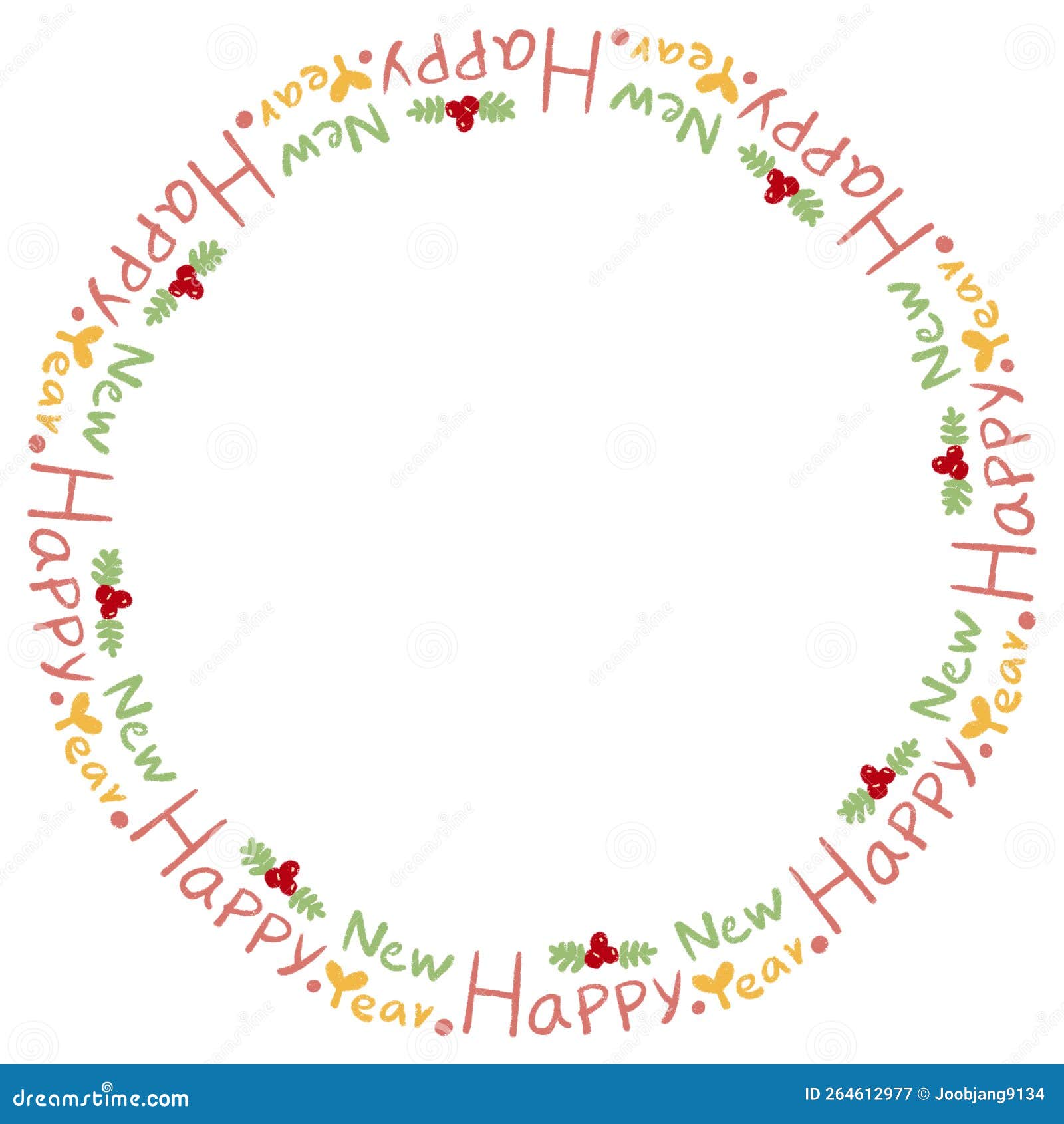 Frame Border Circle Happy New Year Stock Illustration - Illustration of ...
