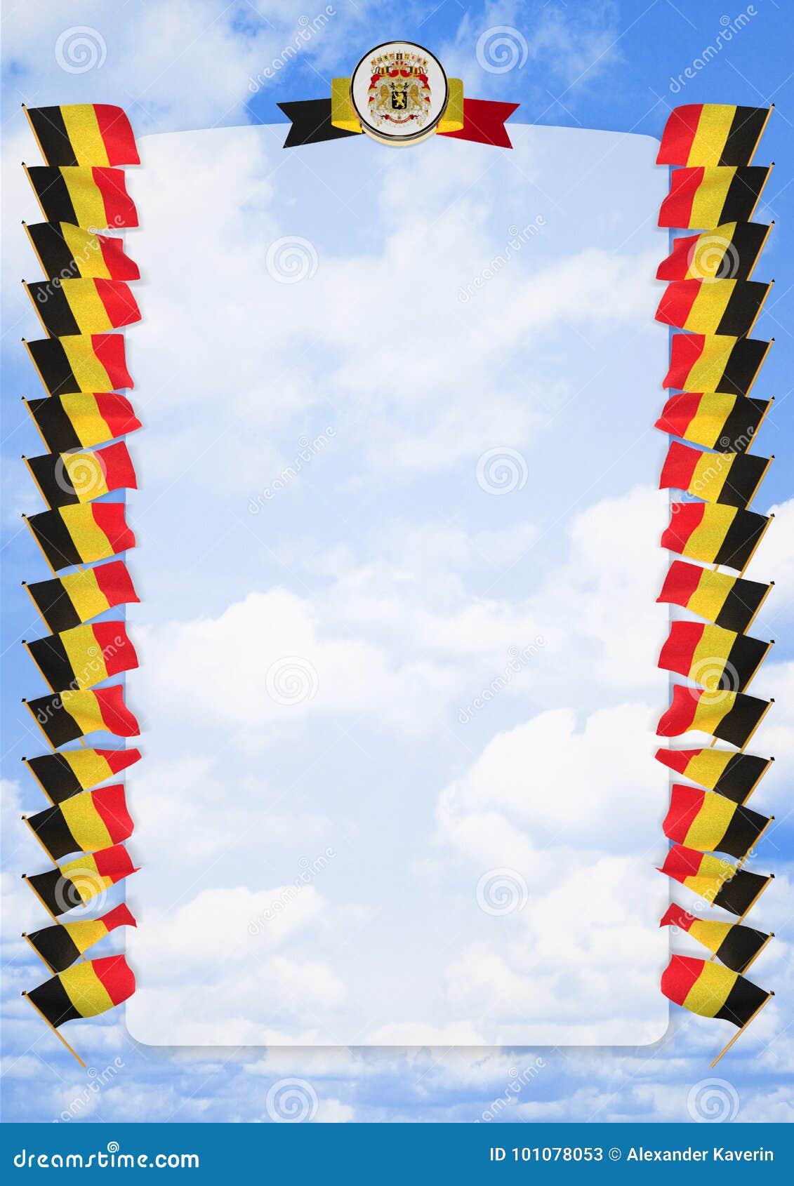 Frame and Border with Flag and Coat of Arms Belgium. 3d Illustration ...