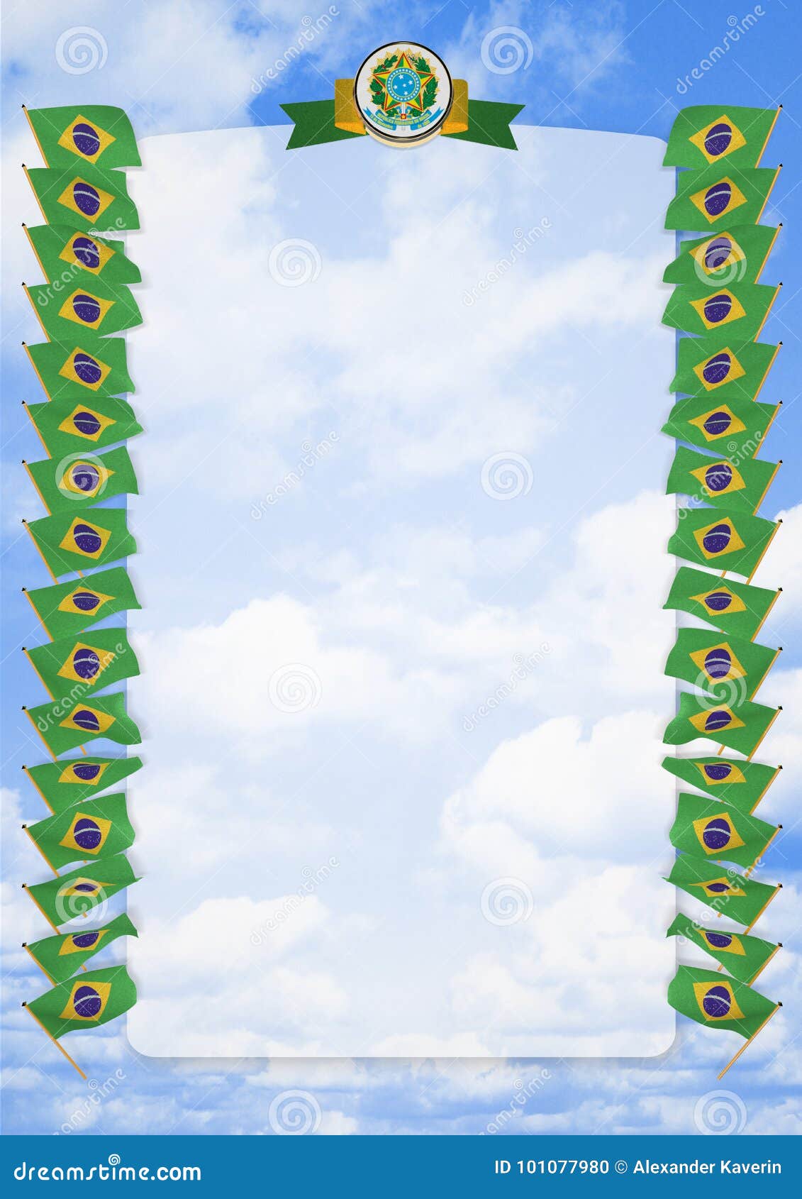 Frame and Border with Flag and Coat of Arms Brazil. 3d Illustration ...
