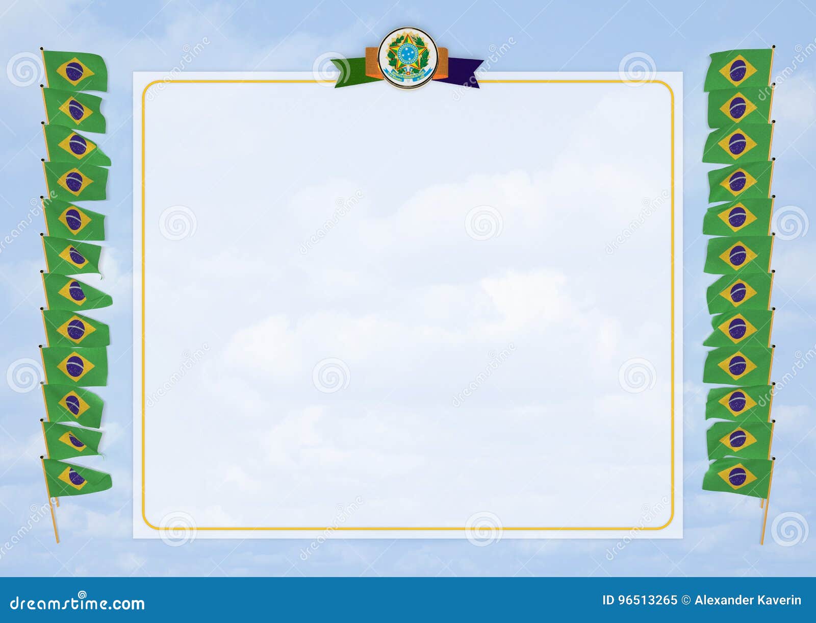 Frame and Border with Flag and Coat of Arms Brazil. 3d Illustration ...