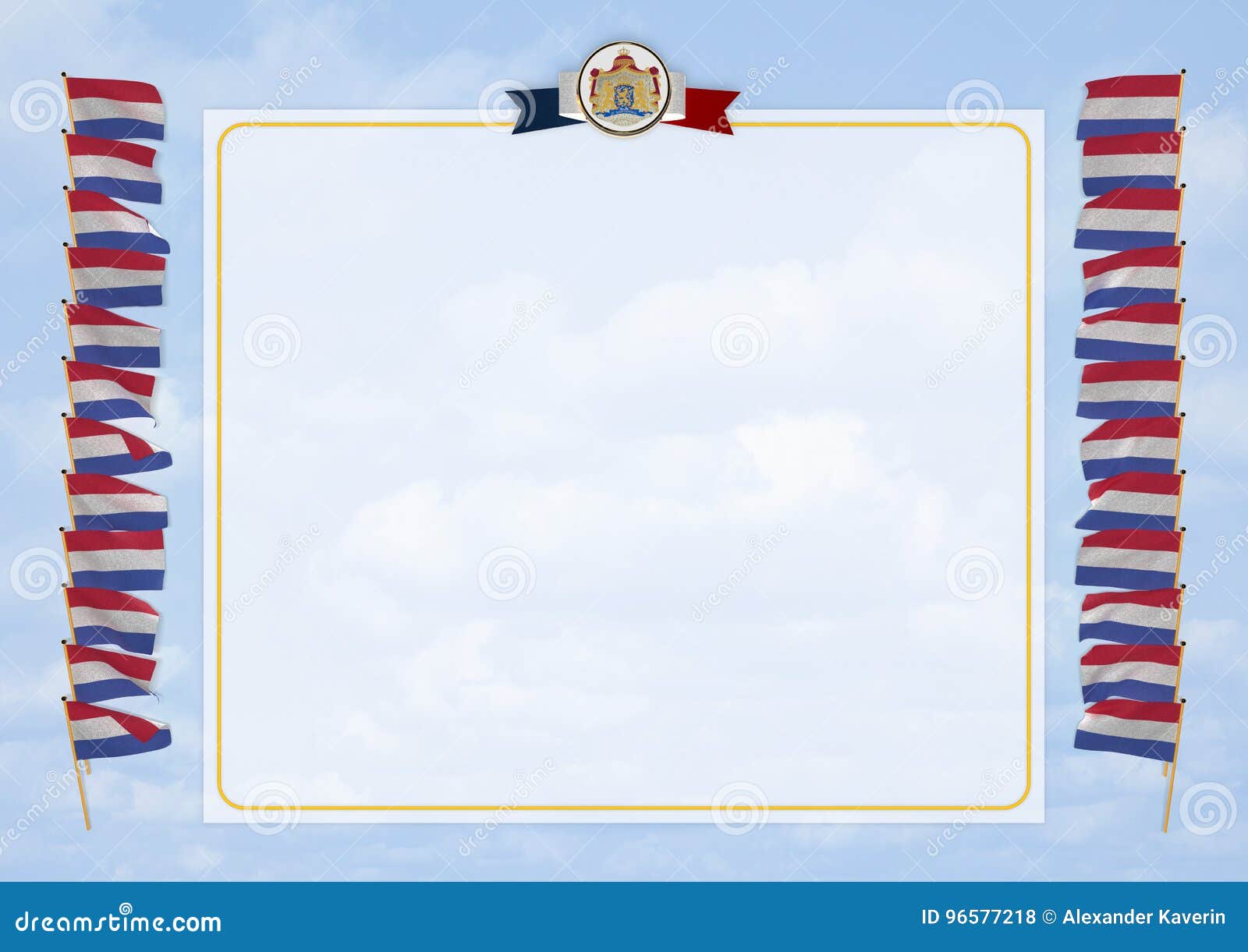 Frame and Border with Flag and Coat of Arms Netherlands. 3d ...