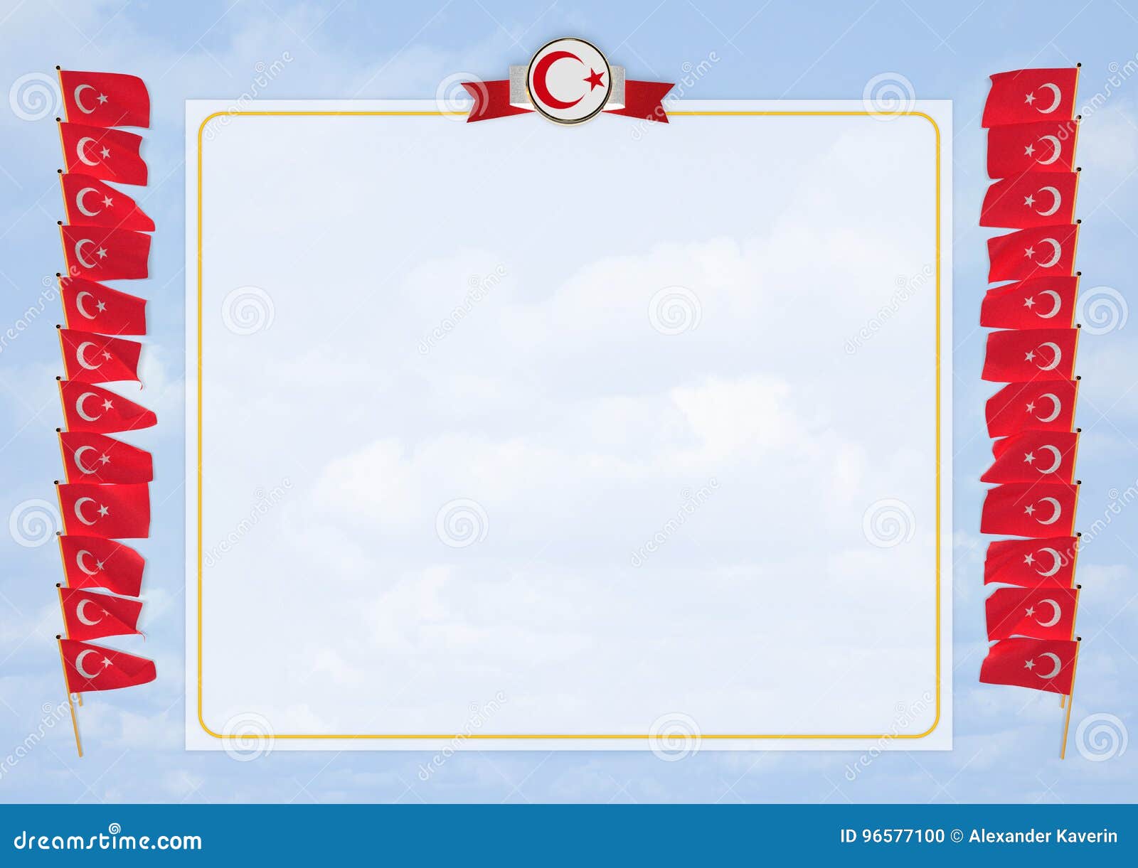 Frame and Border with Flag and Coat of Arms Turkey. 3d Illustration ...