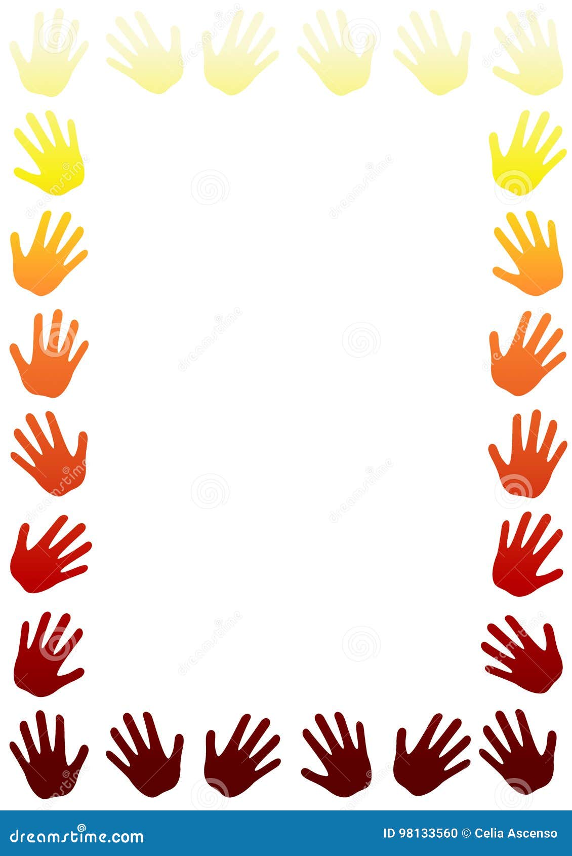Hands Border Corners, Palms Frame Isolated On White Vector Background ...