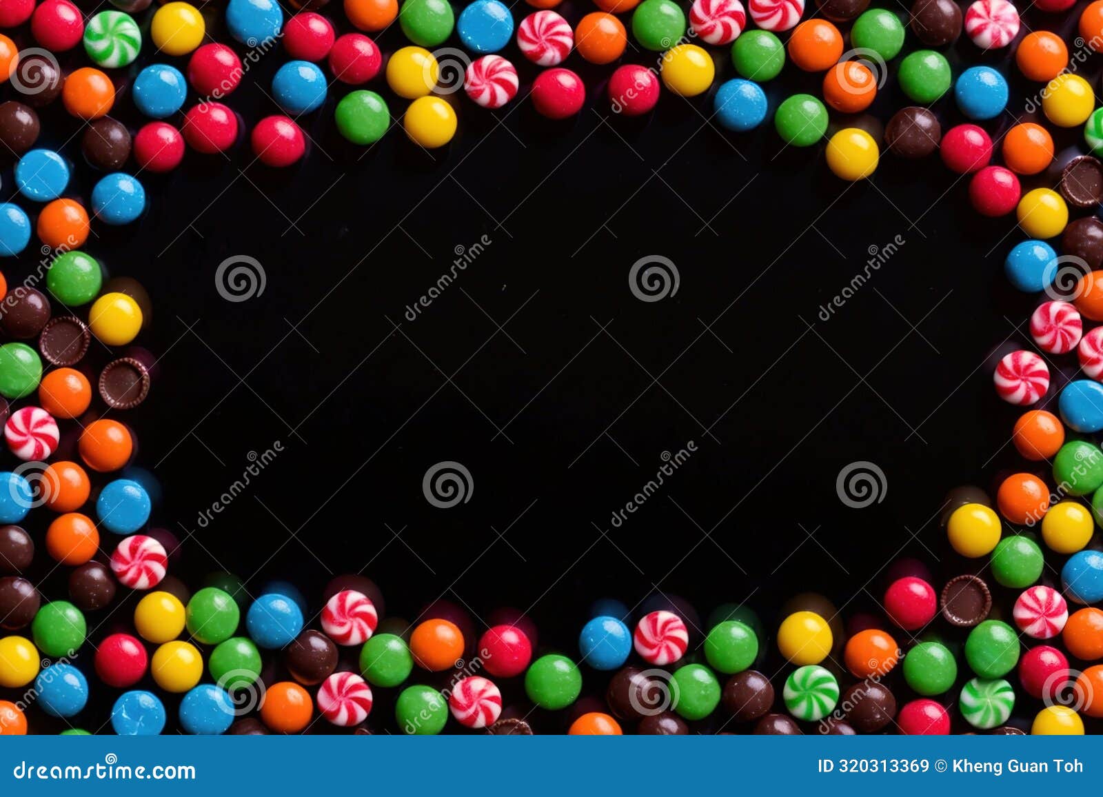 Frame Border Made of Colorful Candy on Black Background Stock ...