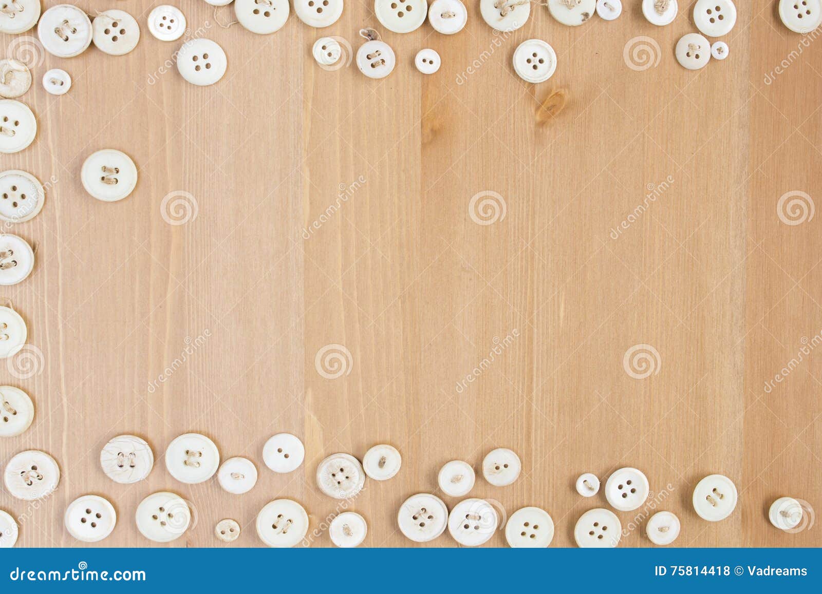 Frame Border Made of Old Buttons on Wooden Background. Stock Photo ...