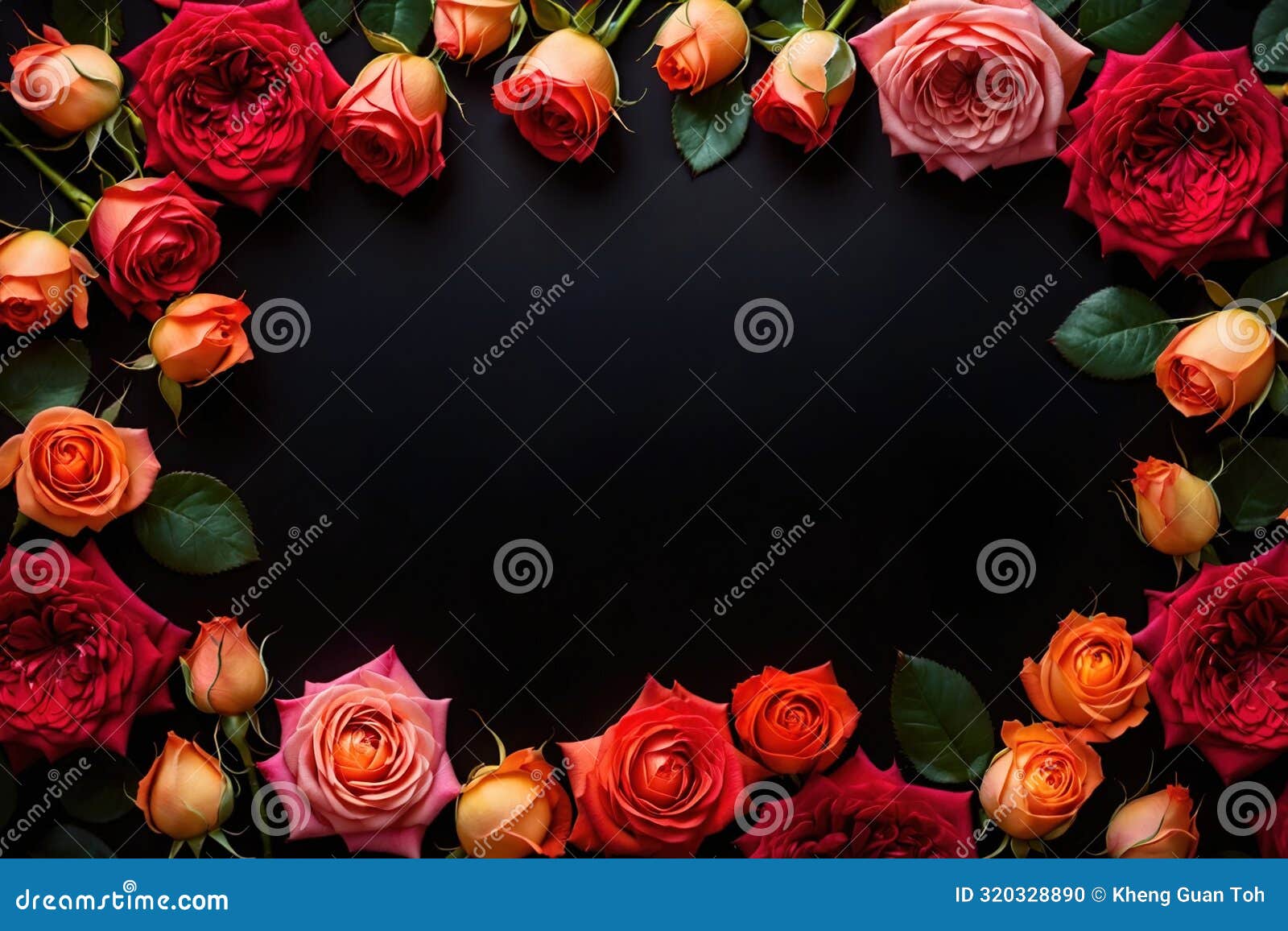 Frame Border Made of Roses Flowers, Romantic Background Graphic Element ...