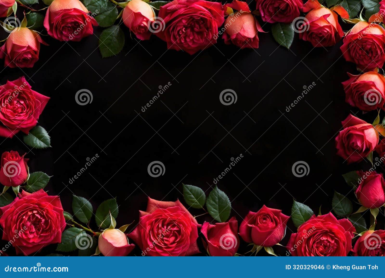 Frame Border Made of Roses Flowers, Romantic Background Graphic Element ...