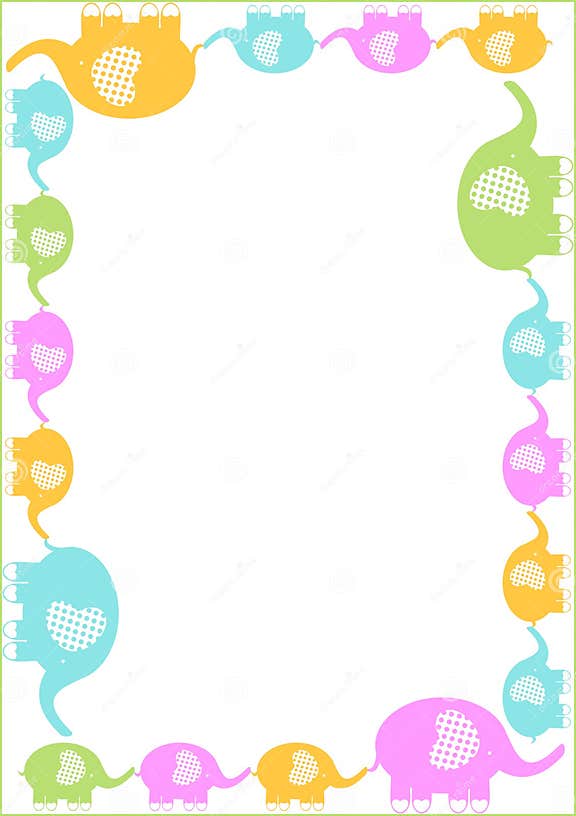 Mother and Elephants Row Frame Border Stock Photo - Illustration of ...