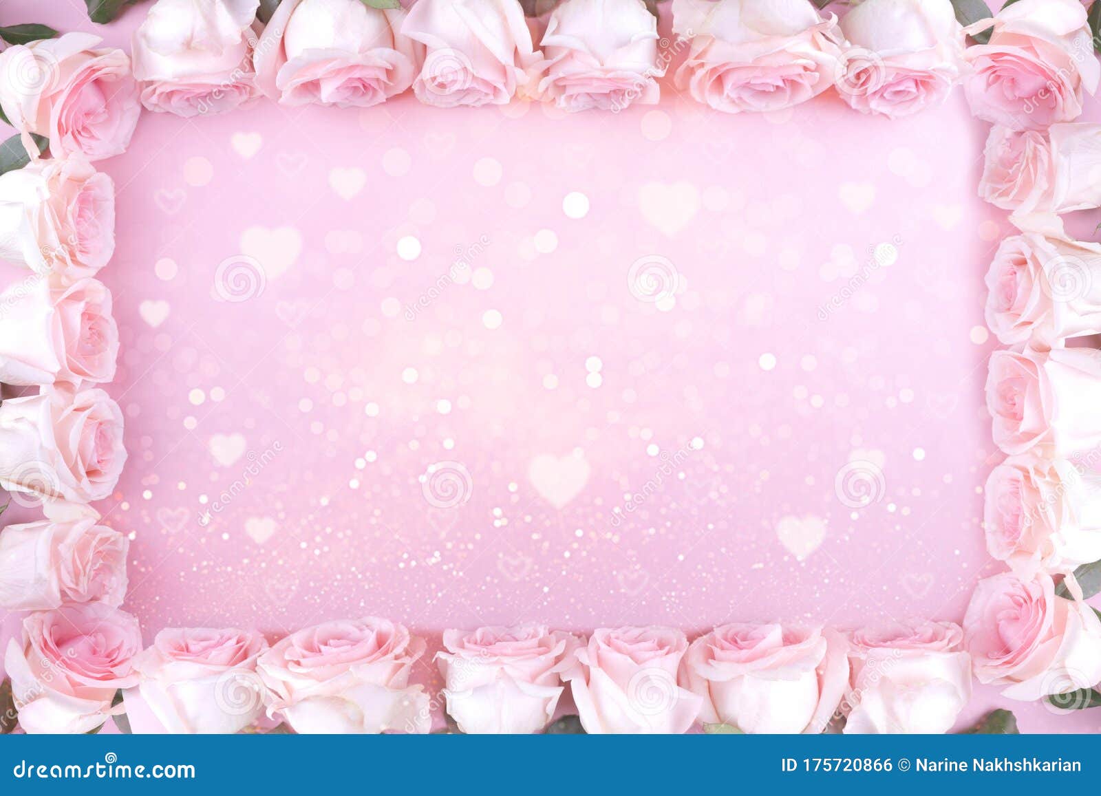 Frame Border of Pink Roses Around the Edges on a Pink Background Stock ...