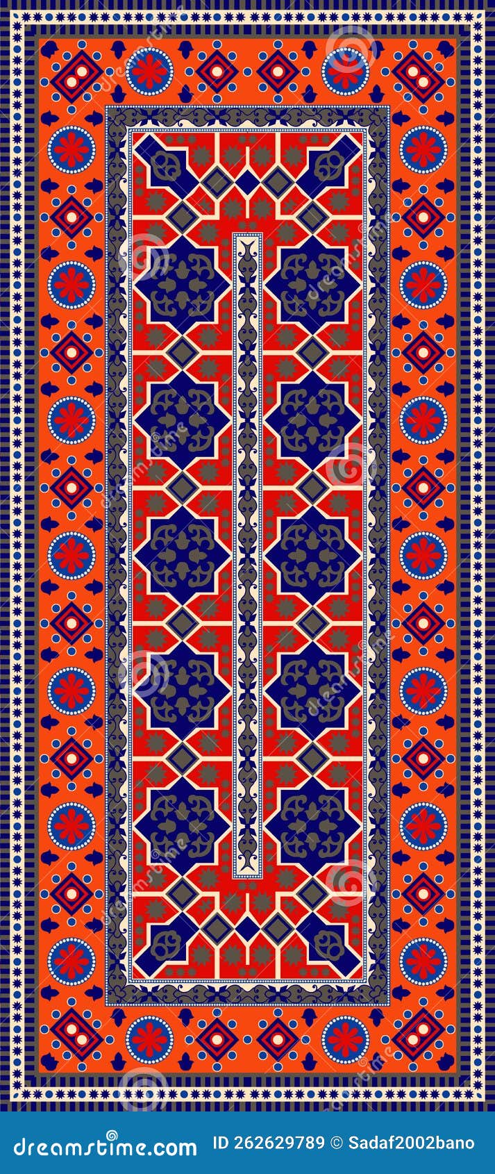 Frame Border with Red Background in Sindhi Ajrak Style, Illustration ...