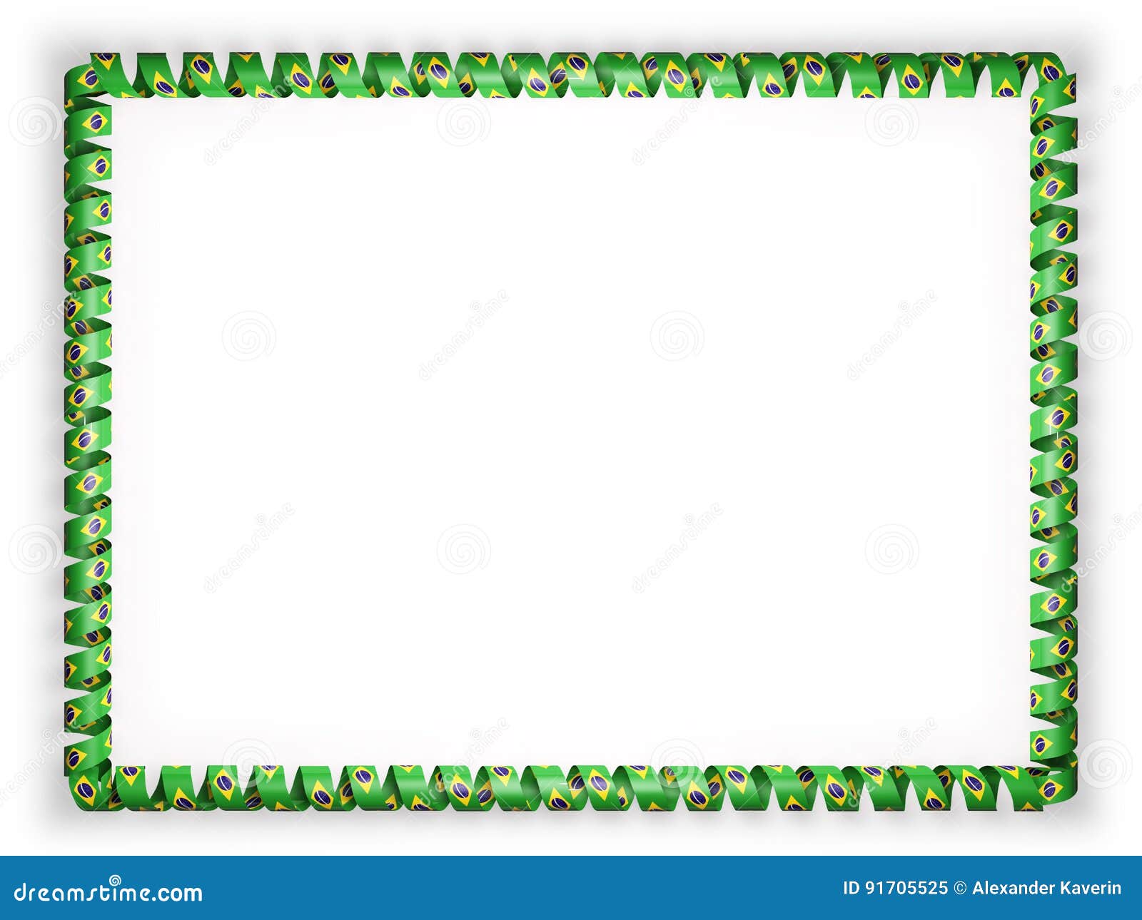 Frame and Border of Ribbon with the Brazil Flag. 3d Illustration Stock ...