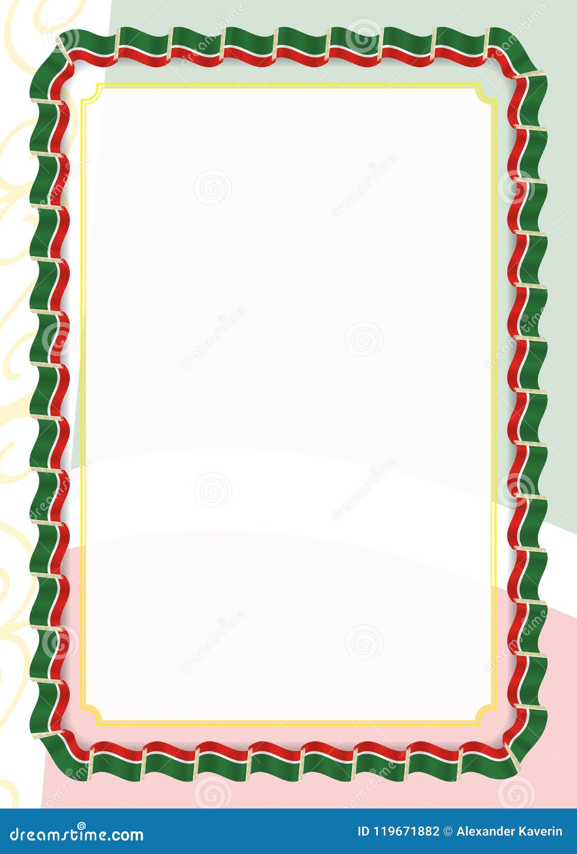 Frame and Border of Ribbon with Chechen Flag, Template Elements for ...