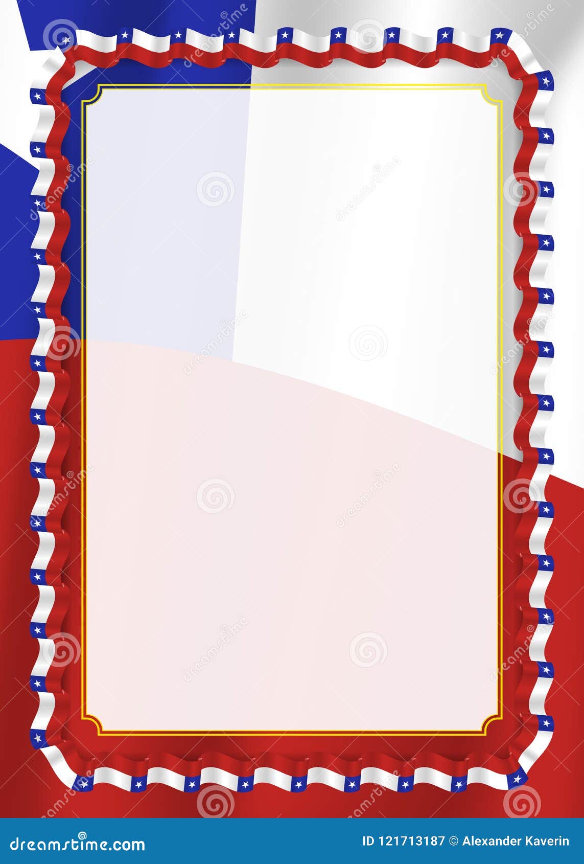 Frame and Border of Ribbon with Chile Flag, Template Elements for Your ...