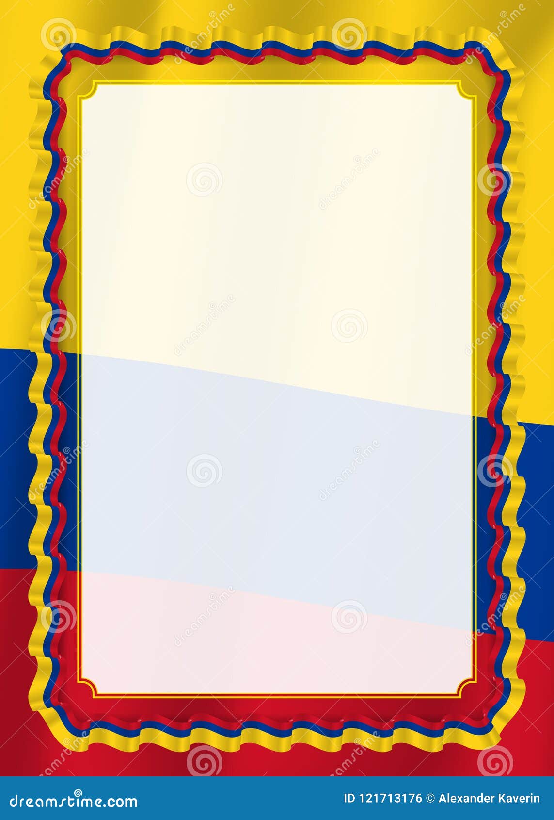 Frame and Border of Ribbon with Colombia Flag, Template Elements for ...
