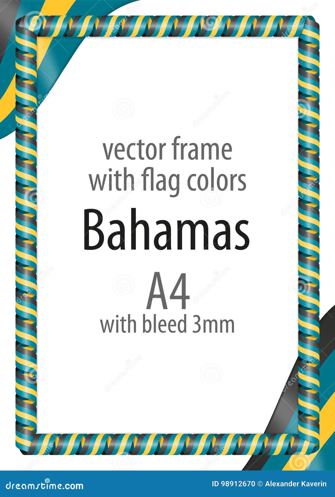 Frame and Border of Ribbon with the Colors of the Bahamas Flag Stock ...