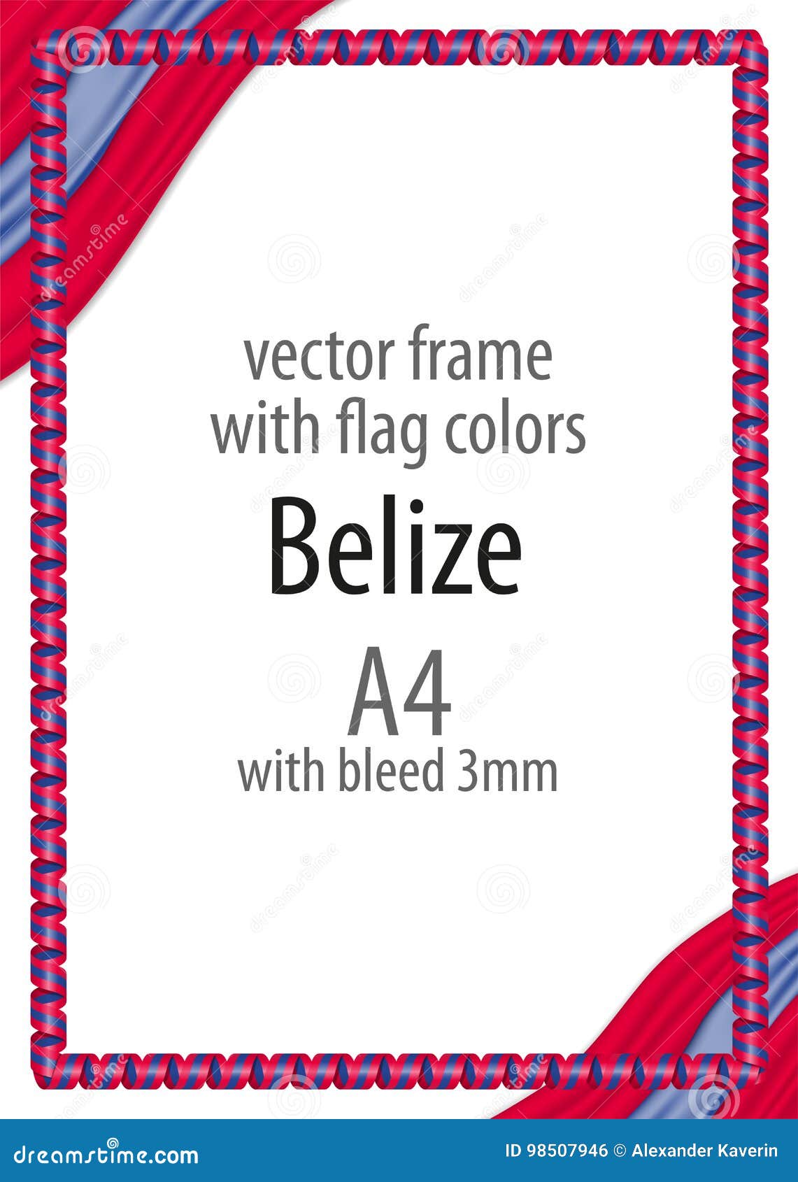 Frame and Border of Ribbon with the Colors of the Belize Flag Stock ...