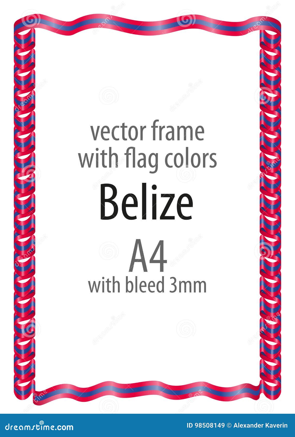 Frame and Border of Ribbon with the Colors of the Belize Flag Stock ...