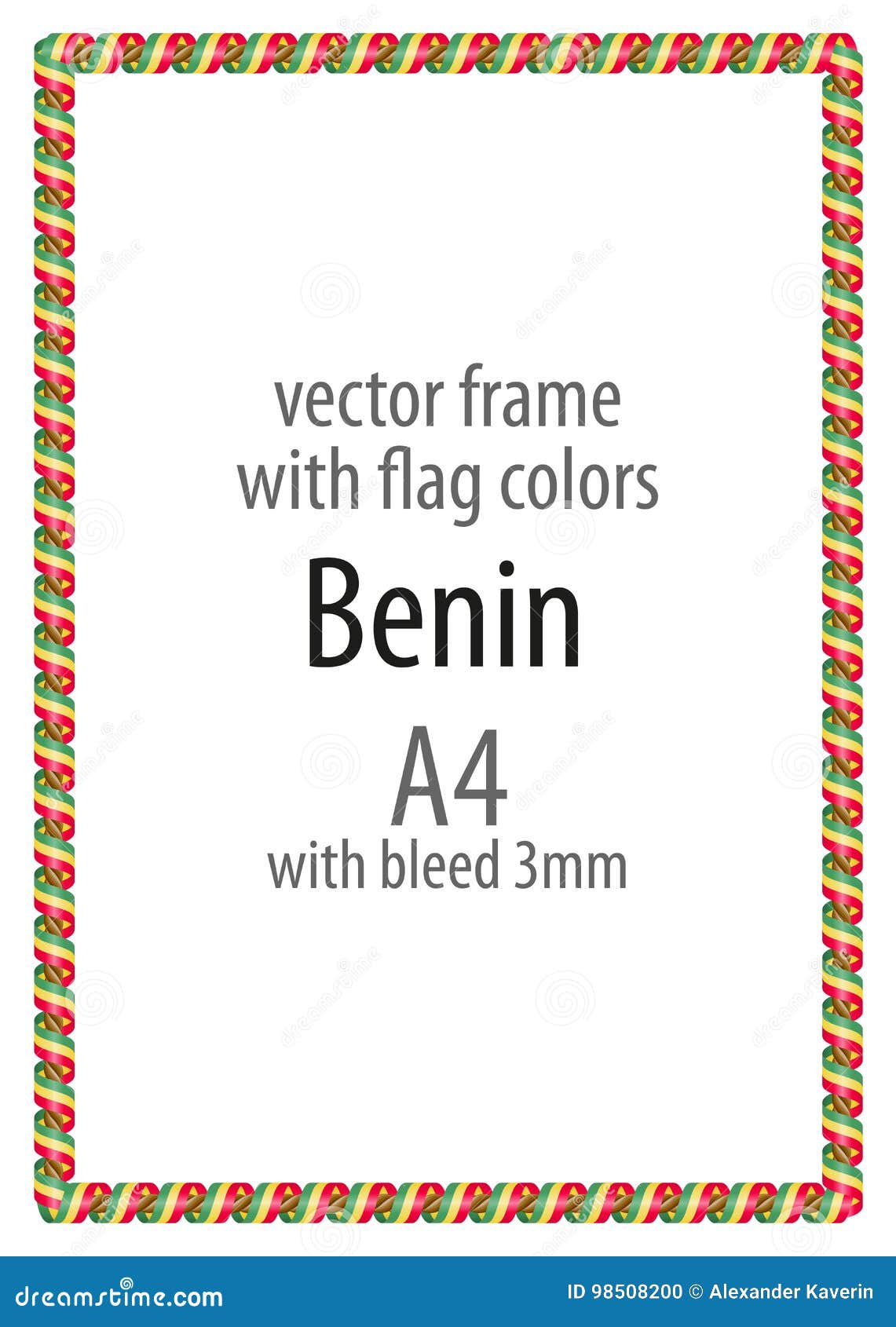 Frame and Border of Ribbon with the Colors of the Benin Flag Stock ...