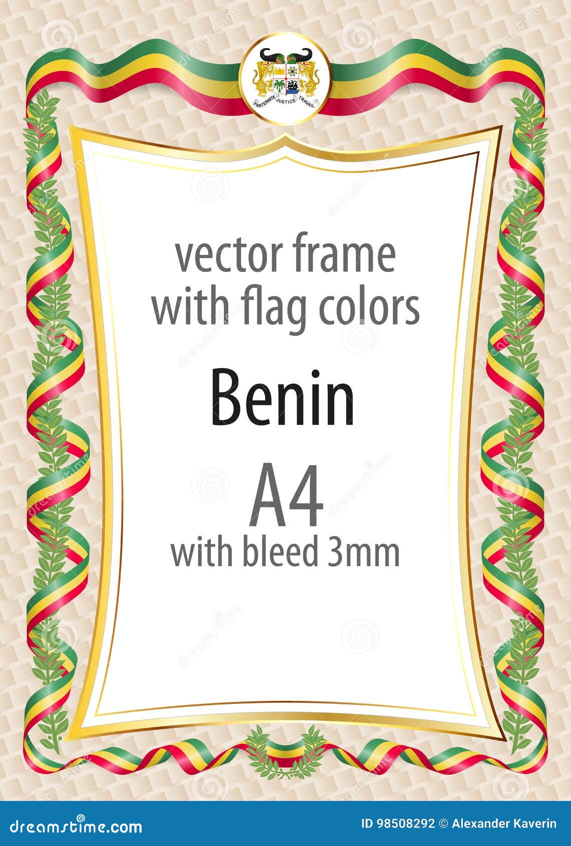 Frame and Border of Ribbon with the Colors of the Benin Flag Stock ...