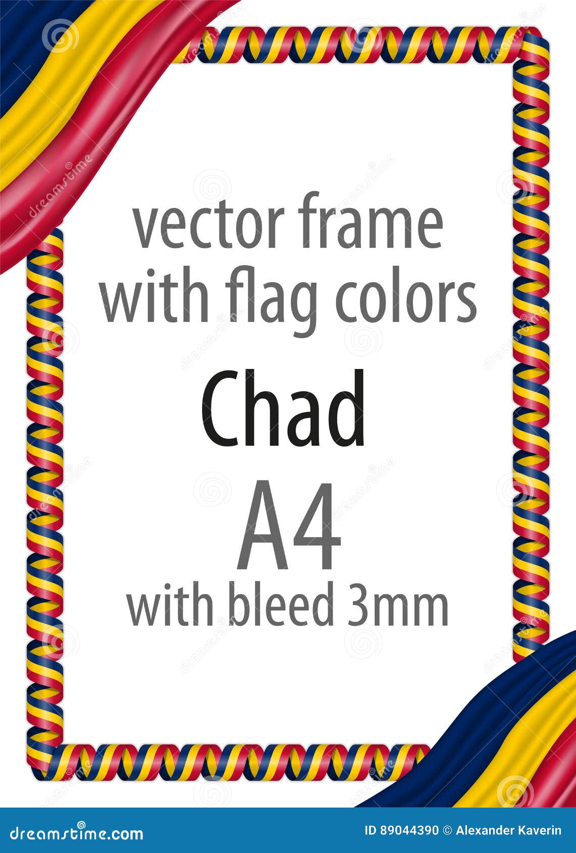 Frame and Border of Ribbon with the Colors of the Chad Flag Stock ...