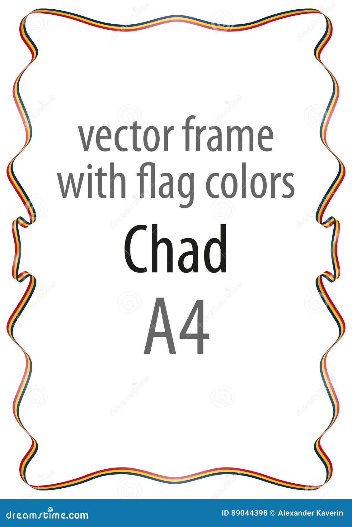 Frame and Border of Ribbon with the Colors of the Chad Flag Stock ...