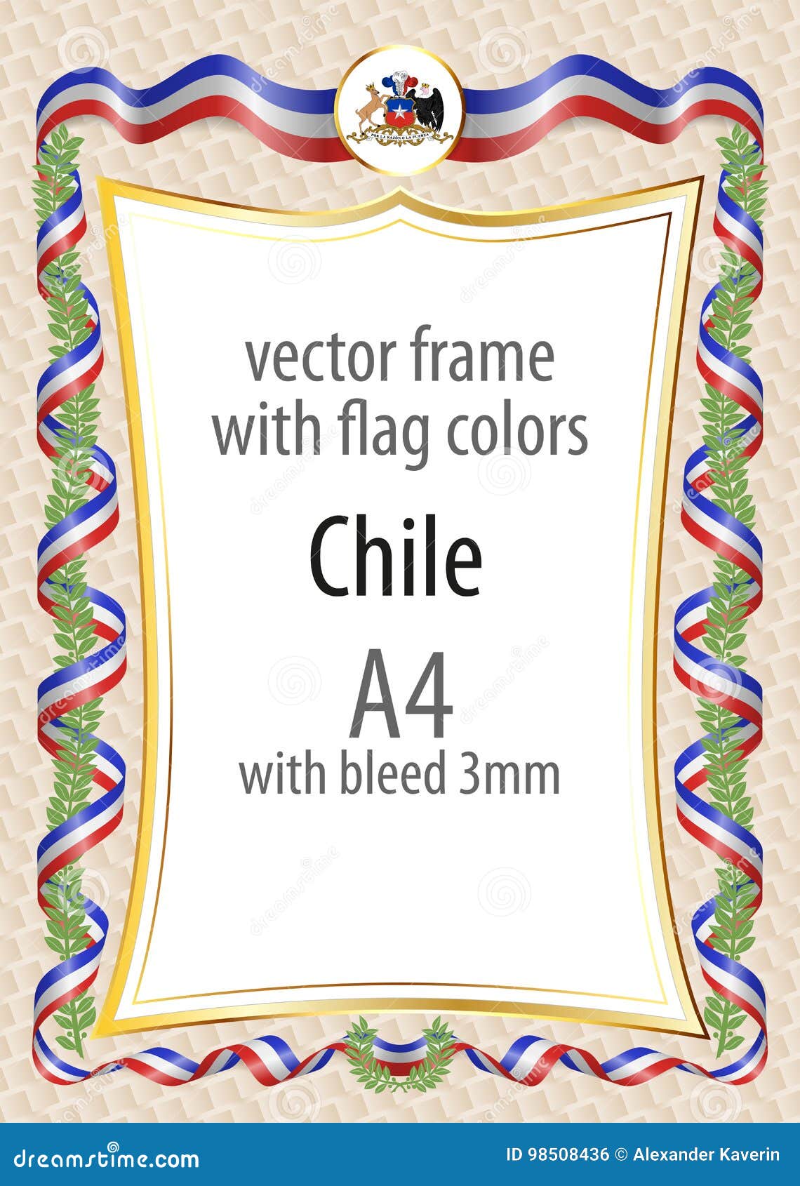 Frame and Border of Ribbon with the Colors of the Chile Flag Stock ...